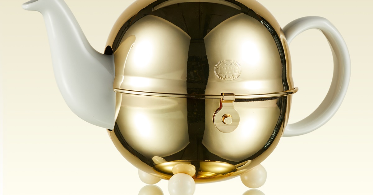 Design Gold Teapot in White (900ml) | TWG Tea