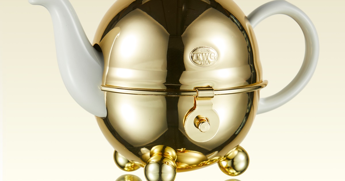 Jazz Gold Design Teapot in White (180ml) | TWG Tea