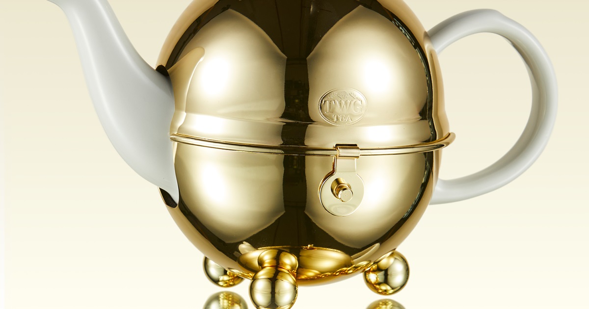 Jazz Gold Design Teapot in White (500ml) | TWG Tea