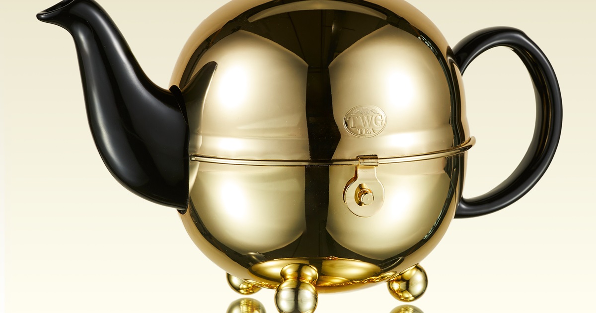 Jazz Gold Design Teapot in Black (900ml) | TWG Tea