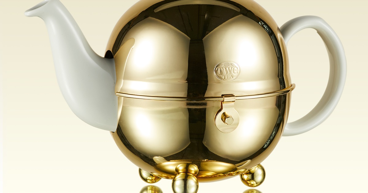Jazz Gold Design Teapot in White (900ml) | TWG Tea